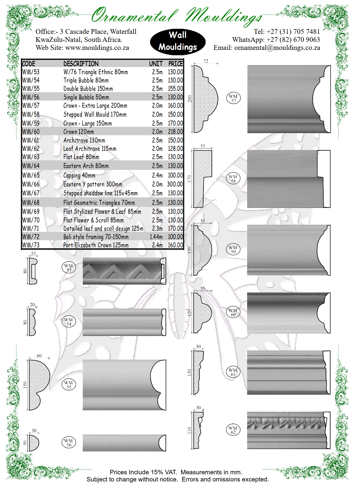 Gypsum/Cement Mouldings – Ornamental Mouldings